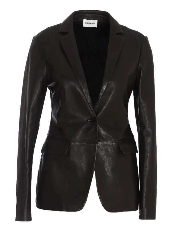 P.a.r.o.s.h Single-breasted Leather Blazer - Black