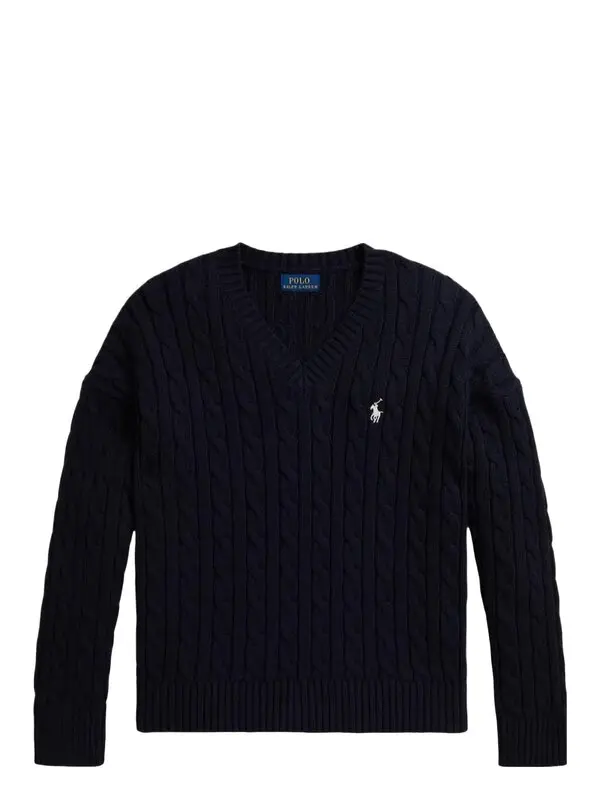 Polo Ralph Lauren Cable-knit V-neck Sweater - Navy