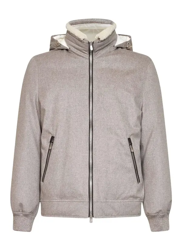 Brunello Cucinelli Shearling-lined Hooded Jacket - Grey