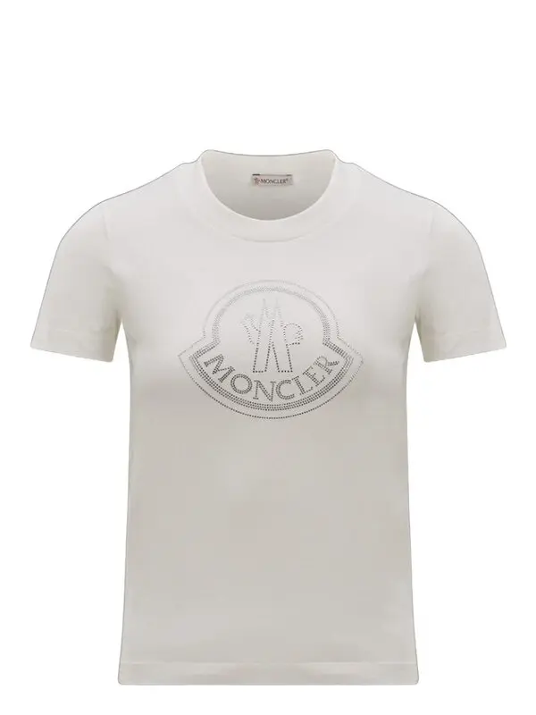 Moncler Logo Embellished Crewneck T-shirt - White
