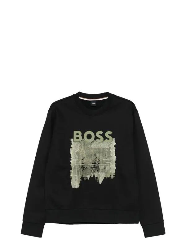 Hugo Boss Logo-print Cotton Sweatshirt - Black