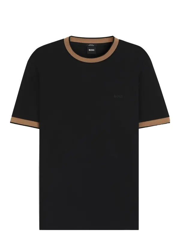 Hugo Boss Contrast-trim Slim-fit T-shirt - Black