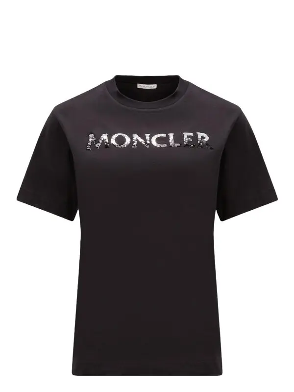 Moncler Logo Embellished Crewneck T-shirt - Black