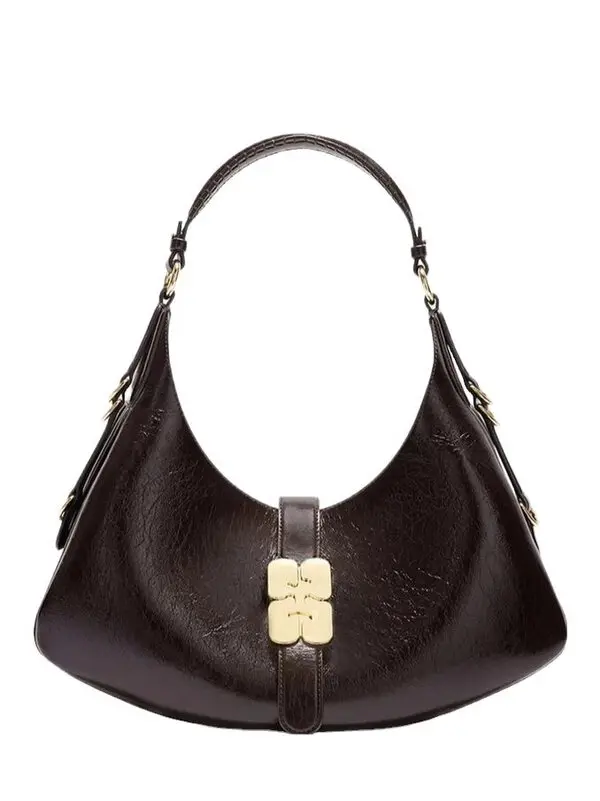 GANNI Small Kat Bag In Brown Shine - Espresso