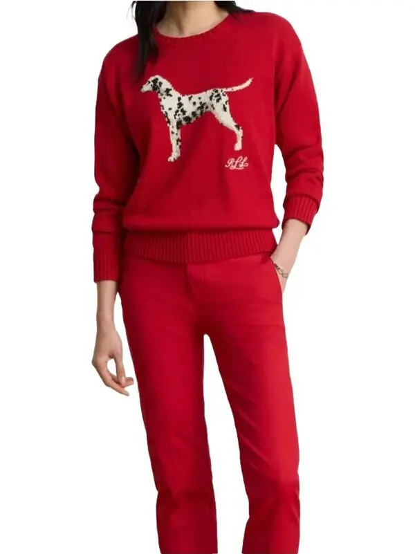 Ralph Lauren Riednee Dog-intarsia Sweater - Red