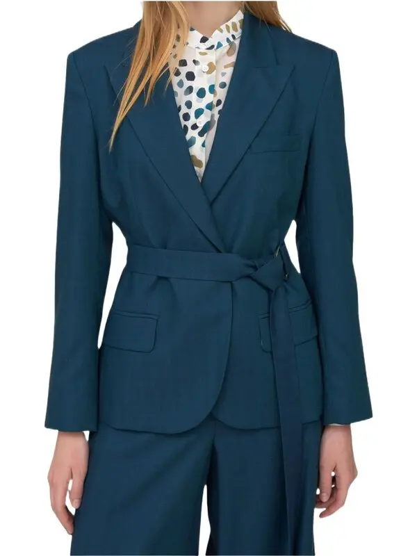 Marella Herringbone Lace-up Blazer - Green