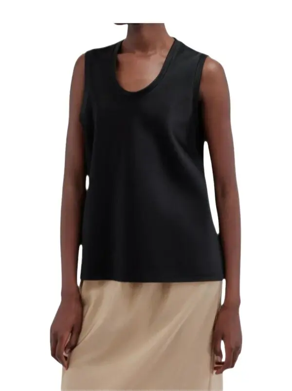 Carven Sleeveless Split-neck Top - Black