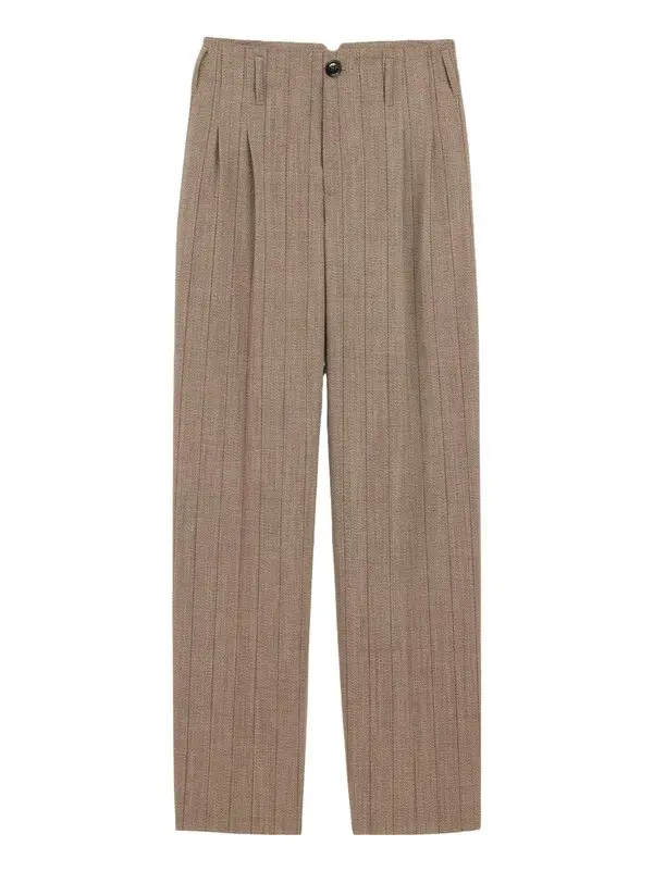 AMI Paris Wool Striped Two-pleats Trousers - Chocolate Brown/ruby Red