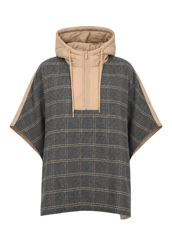 TWINSET Hooded Quilted Cape - Grey