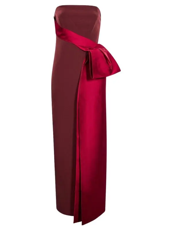 Roland Mouret Contrast Drape Strapless Gown - Red