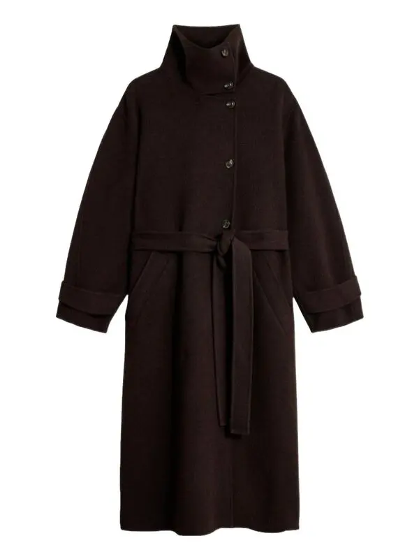 Soeur James Belted Button-up Coat - Brown