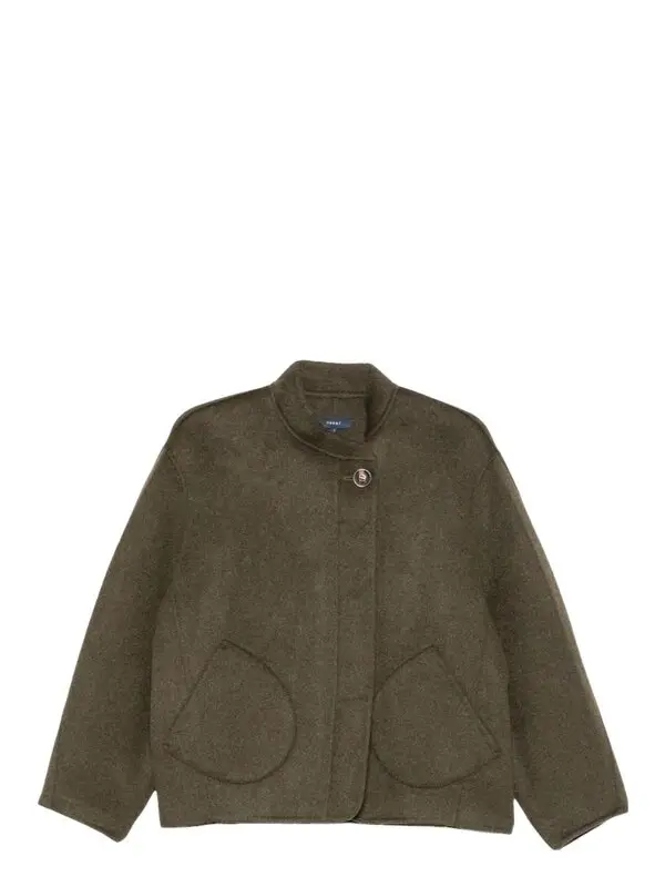 Soeur Stand Collar Short Coat - Khaki