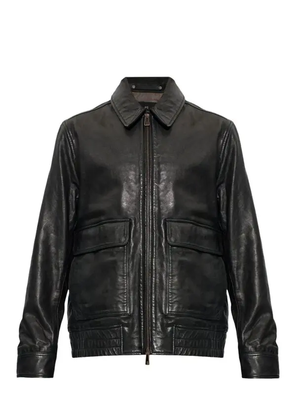 Paul Smith Vintage-style Leather Jacket - Black
