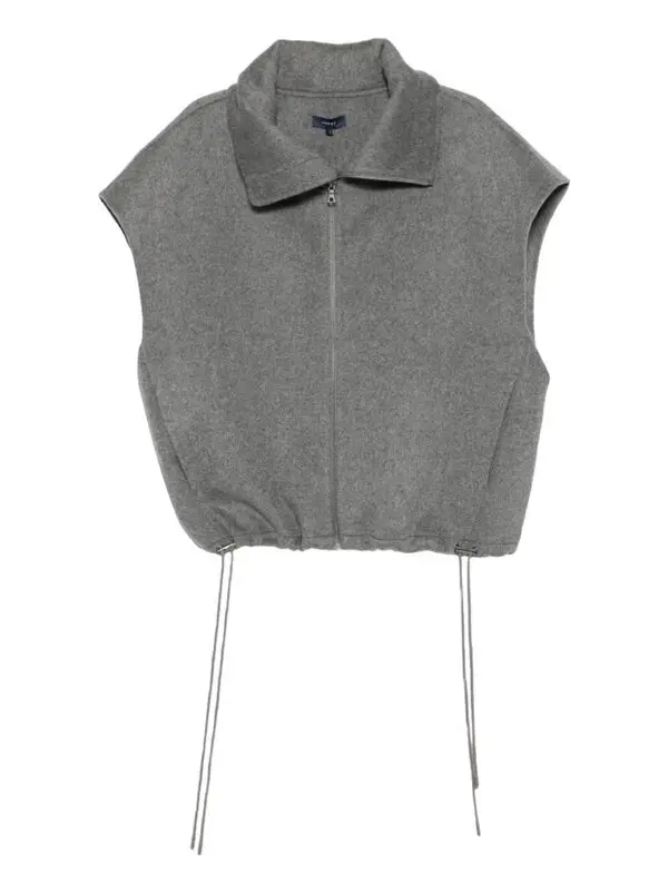 Soeur Collar Zip-up Sleeveless Vest - Grey