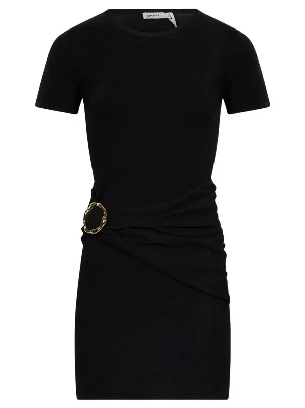 Simkhai Leni Short-sleeved Buckle Detailed Dress - Black