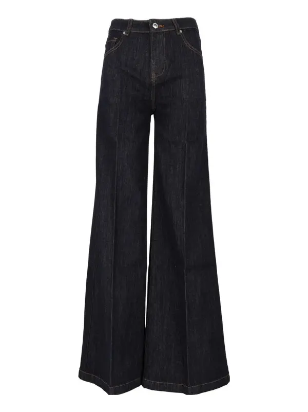 ERMANNO FIRENZE High Waist Wide-leg Jeans - Dark Blue