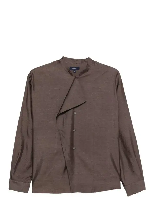 Soeur Stand Collar Asymmetric Shirt - Brown