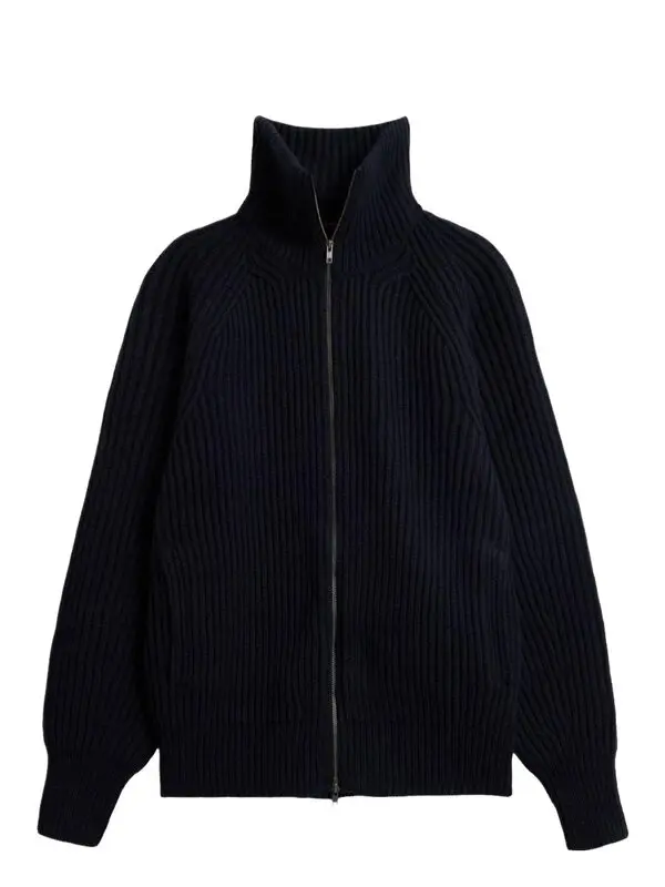 Soeur Zip-up Turtleneck Knit Cardigan - Black