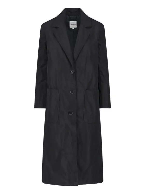 Aspesi Single-breasted Long Coat - Black