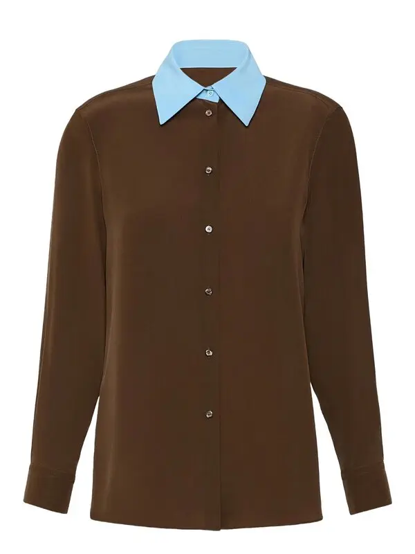 Max Mara Contrast Collar Shirt - Brown
