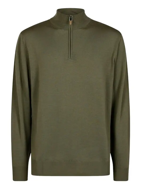 Canali Half-zip Sweater - Olive Green