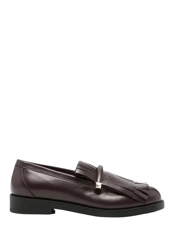 JIMMY CHOO Leather Loafers With Tassel Details - Brown