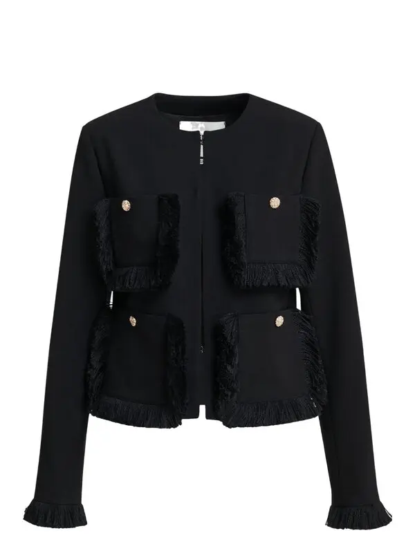 Essentiel Antwerp Kinetic Fringed Jacket - Black