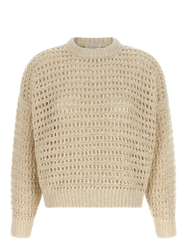Brunello Cucinelli Dazzling Braids' Sweater - Cream