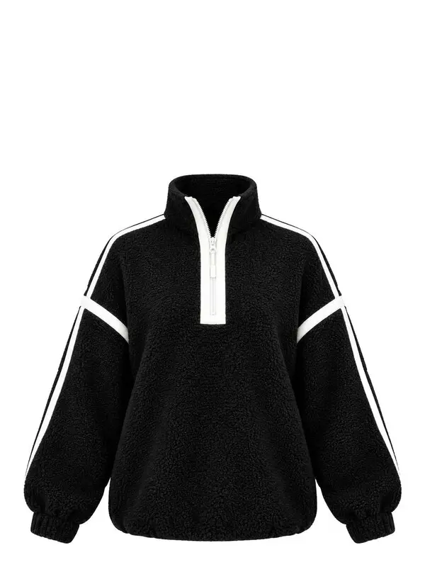 GIRL IN MIND Mimi Contrast Zip Fleece - Black