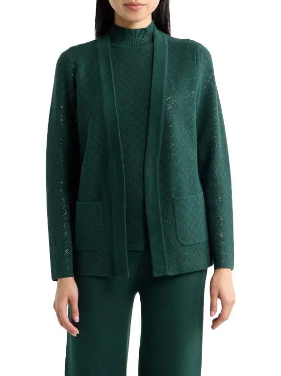 Anne Klein Diamond Heatset Cardigan - Pine Forest