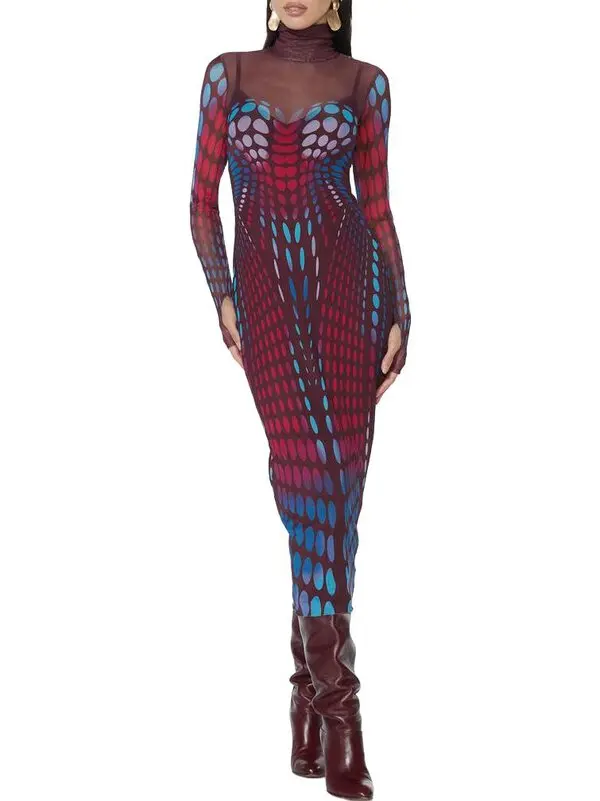 AFRM Shailene Turtleneck Midi Dress - Ruby Dots