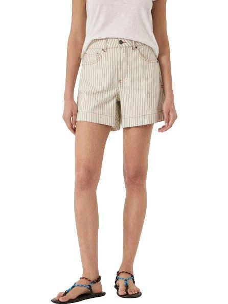 HUSH Essential Stripe Denim Stretch Shorts - Ecru