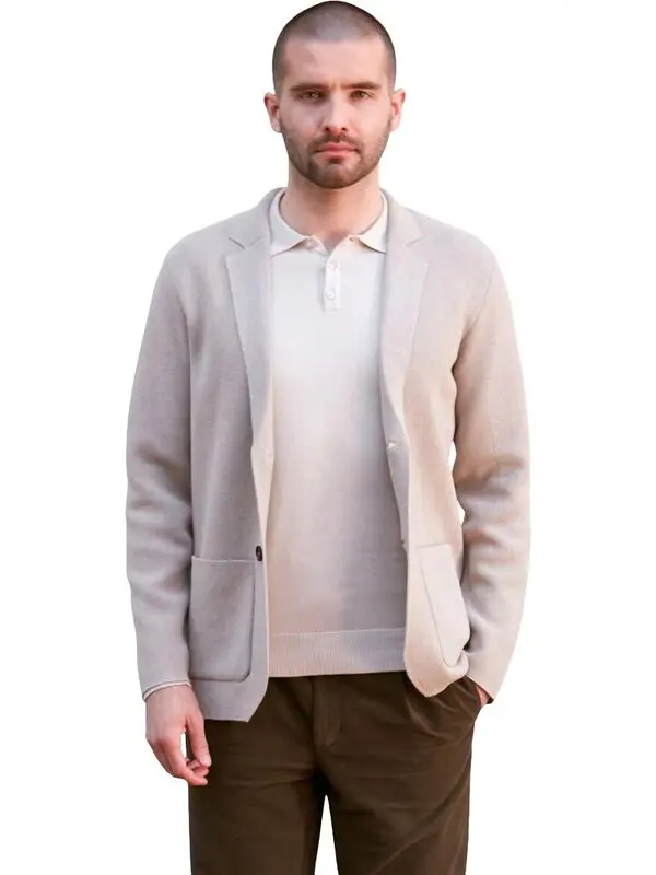 PAUL JAMES Midweight Cotton Deconstructed Blazer - Fawn