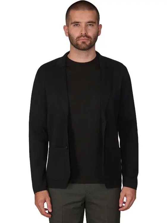 PAUL JAMES Lightweight Merino Wool Knitted Blazer - Black