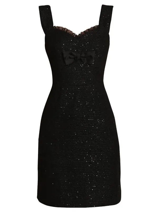 SANTINNI Jackie' Wool Tweed Dress In Nero - Black