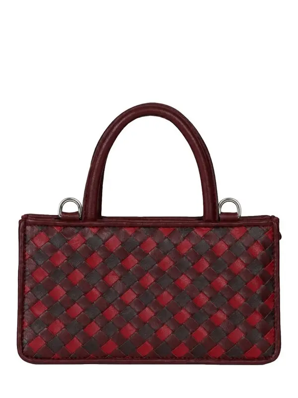 F3ROG BY RANA Red / Brown Red, Burgundy & Brown Woven Leather Crossbody Piraye Bag - Red/brown