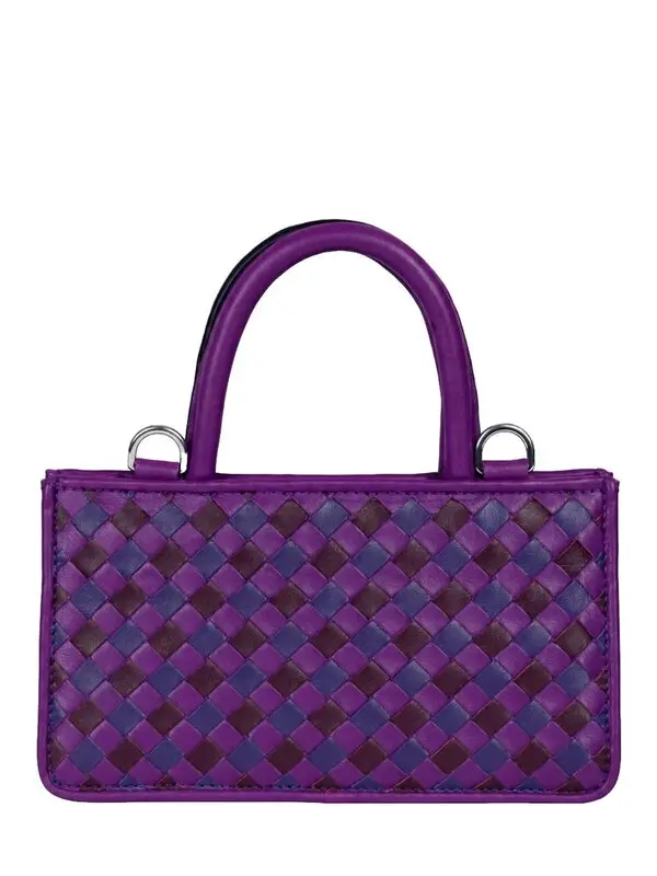 F3ROG BY RANA Purple / Red Purple & Burgundy Woven Leather Crossbody Piraye Bag - Purple/red