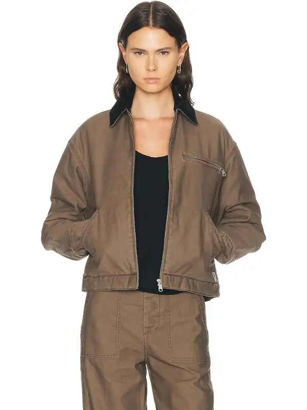 Eterne Cody Slub Cotton Sateen Jacket In Brown - Mushroom