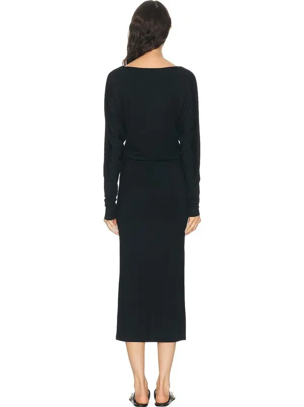 Eterne Long Sleeve Soft Jersey Midi Dress - Black