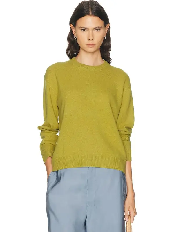 LESET Jesse Classic Crewneck Sweater In Yellow - Chartreuse