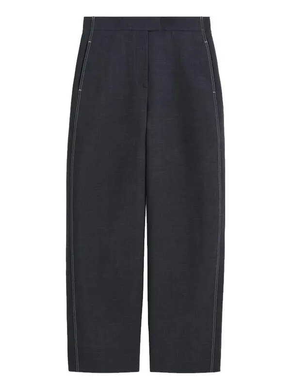 Cos Topstitched Barrel-leg Pants - Gray