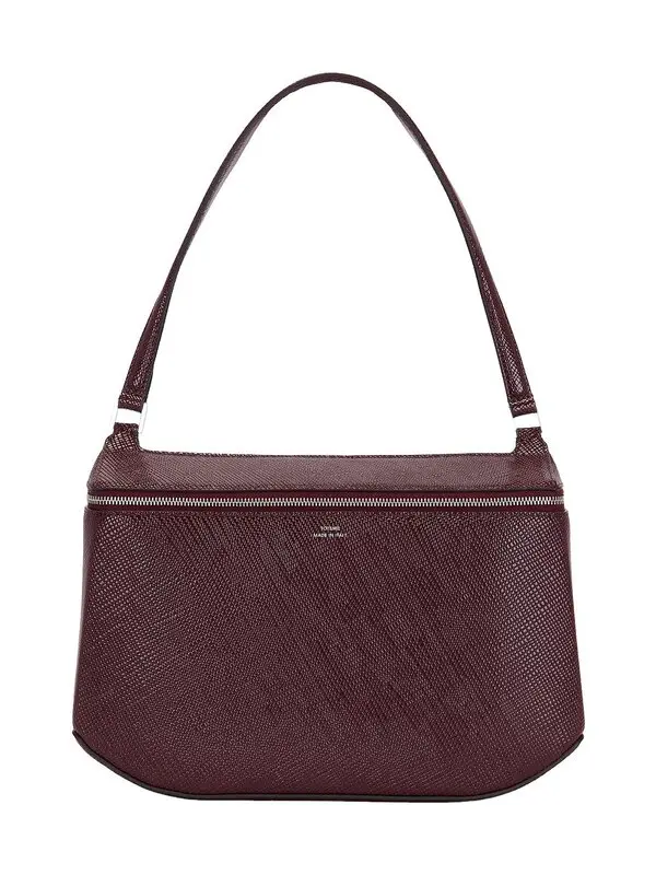 TOTEME Clip Palmellato Patent Shoulder Bag In Burgundy - Cherry