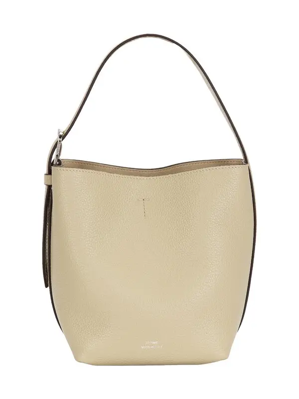 TOTEME Petite Belted Grained Leather Tote Bag In Cream - Cashew