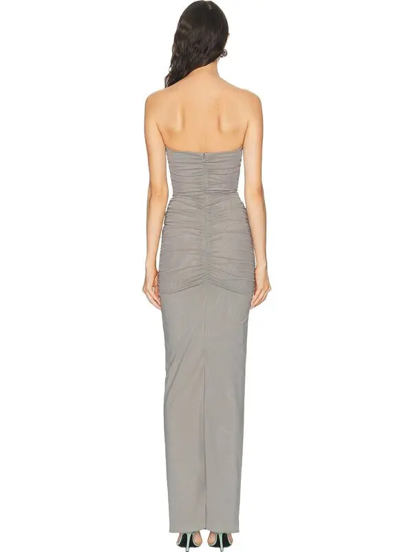 Alex Perry Strapless Sweeheart Ruched Column Dress - Grey