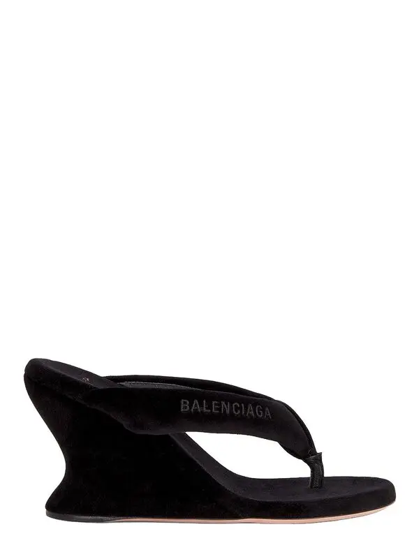 Balenciaga Gaeta Wedge Thong Sandal - Black