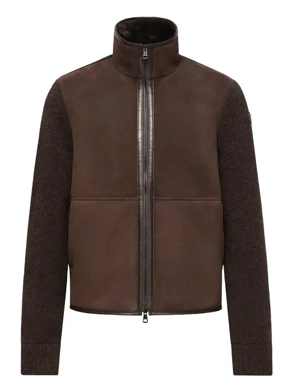 Moncler Wool Zip-up Cardigan - Brown