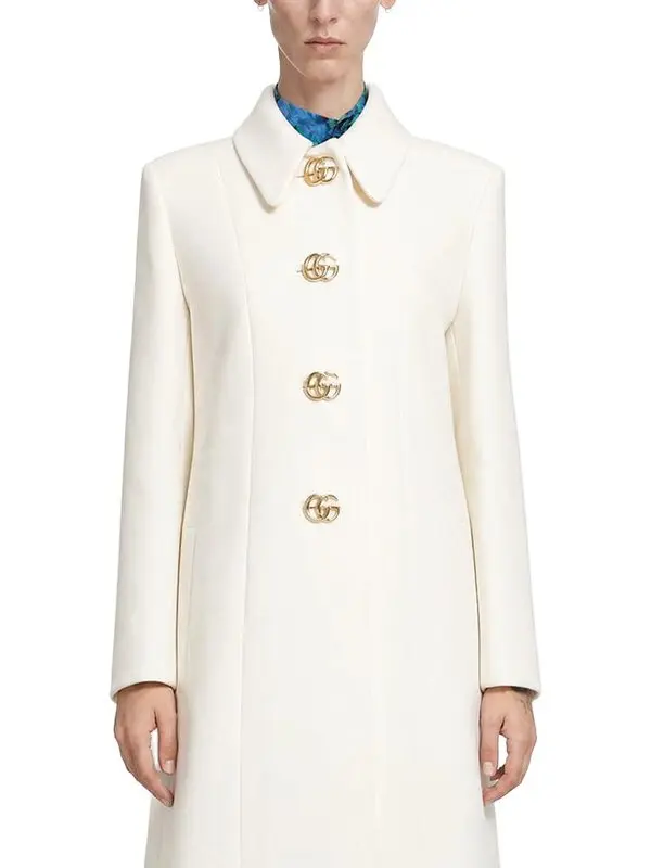 Gucci White Coats Single Breasted Coats - Cream