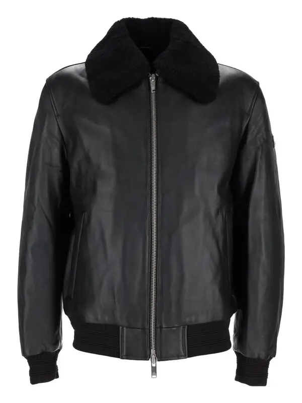Moose Knuckles Bomber "toba" In Pelle - Black