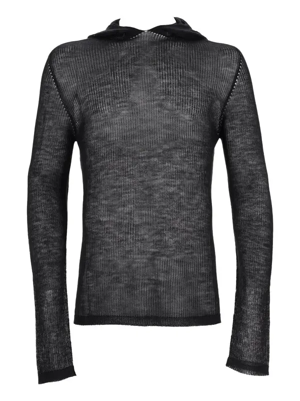 Rick Owens T-shirt Trasparente Con Cappuccio - Black