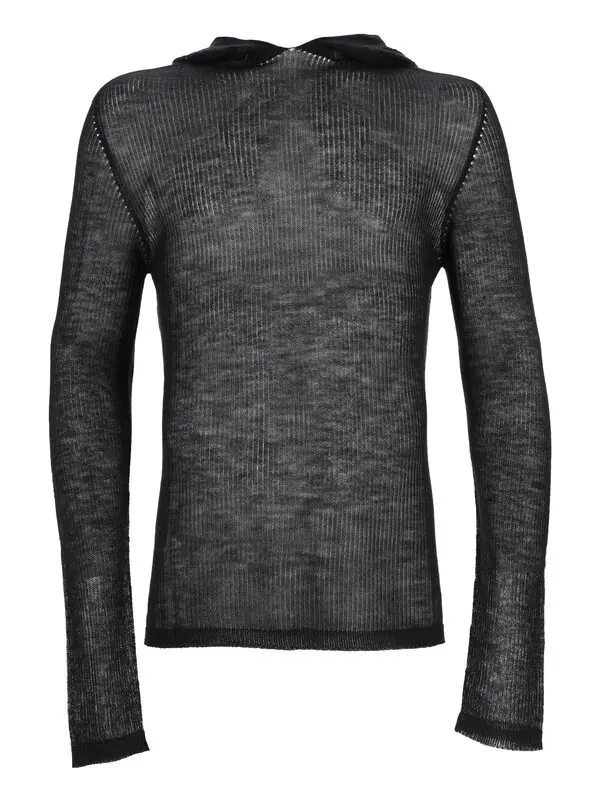 Rick Owens T-shirt Trasparente Con Cappuccio - Black